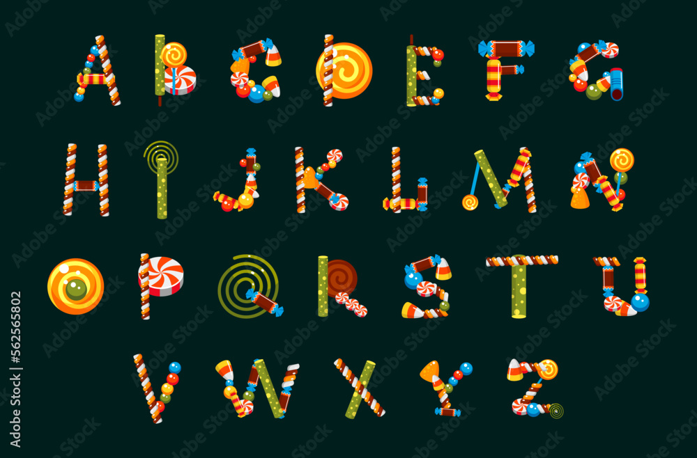 Caramel font sweet delicious candy letters English alphabet childish ...