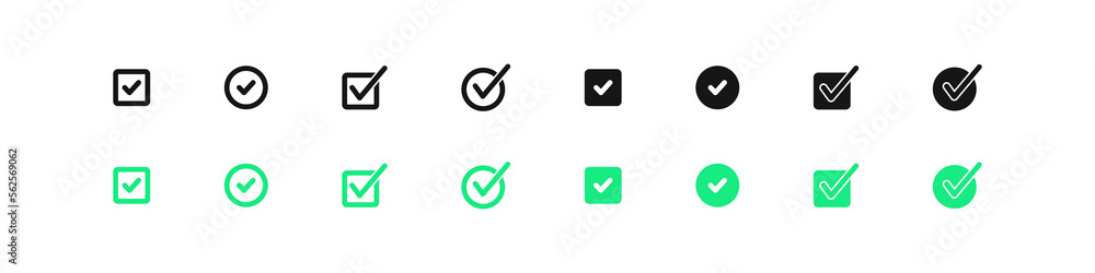 Check mark icon. A checkmark in circle and square symbol. Tick signs ...