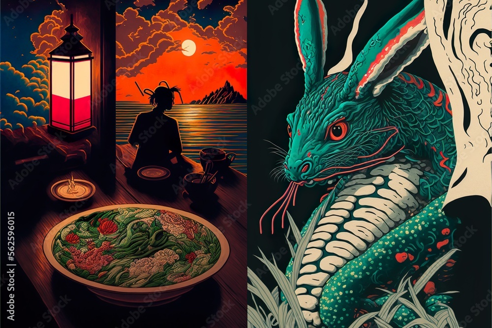 Dragon Rabbit Is Hungry: Cartoon Illustration of an Animal Art Design ...