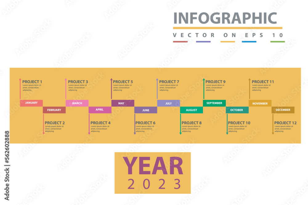 Infographic template for business. Monthly modern Timeline Gantt chart ...