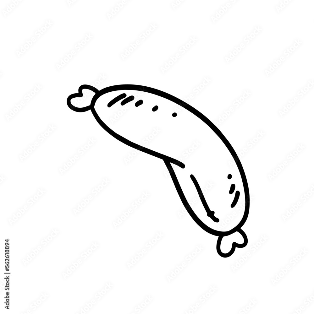 Vector Illustration of Hand drawn Sausage Outline Doodle art style ...