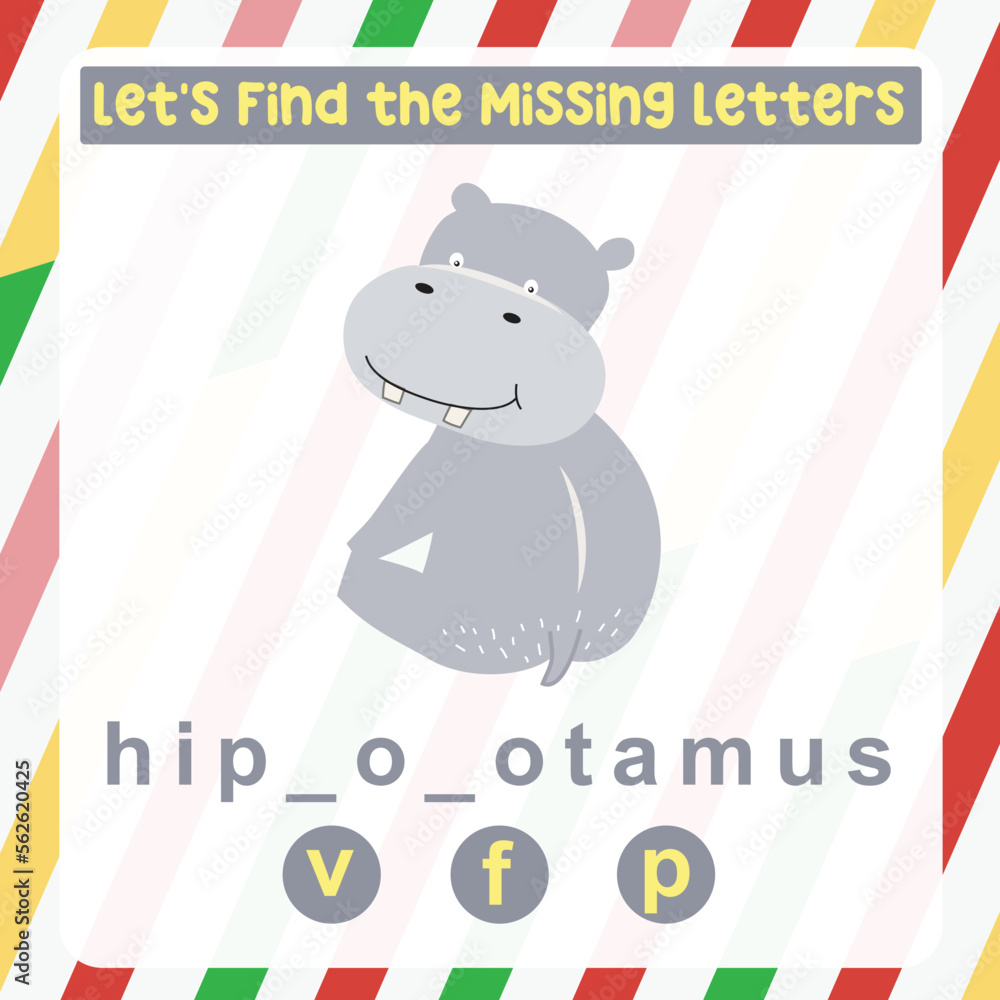 Missing letter worksheet for kids. Complete the missing letter for ...