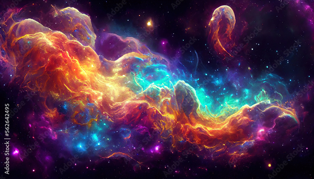 Ilustración de Stock Colorful universe galaxy nebula wallpaper as outer ...