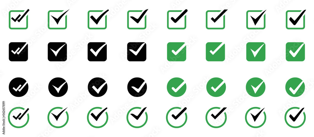 Check mark green icons set. Stock Vector | Adobe Stock