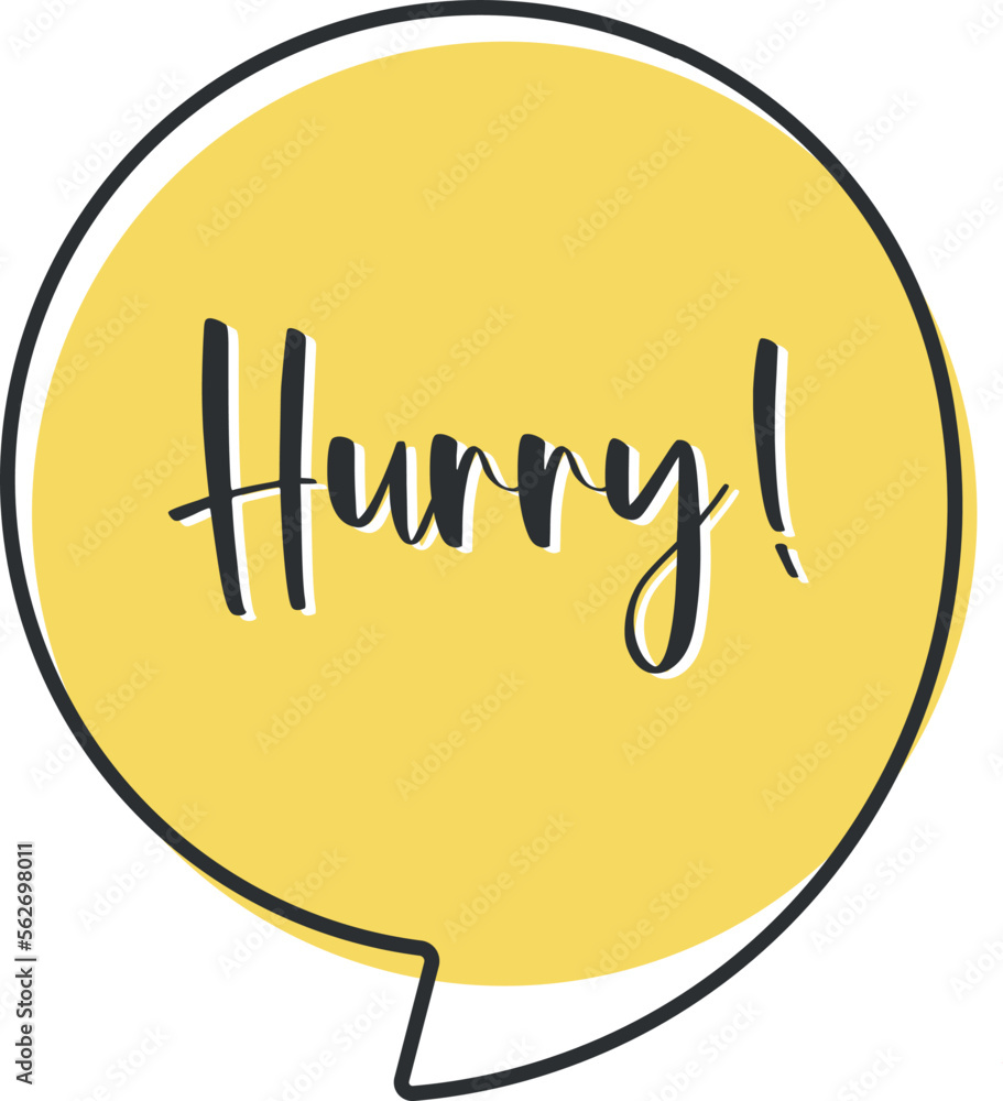 Stock-Vektorgrafik „Hurry comic speech bubble in pop art style. Comic ...