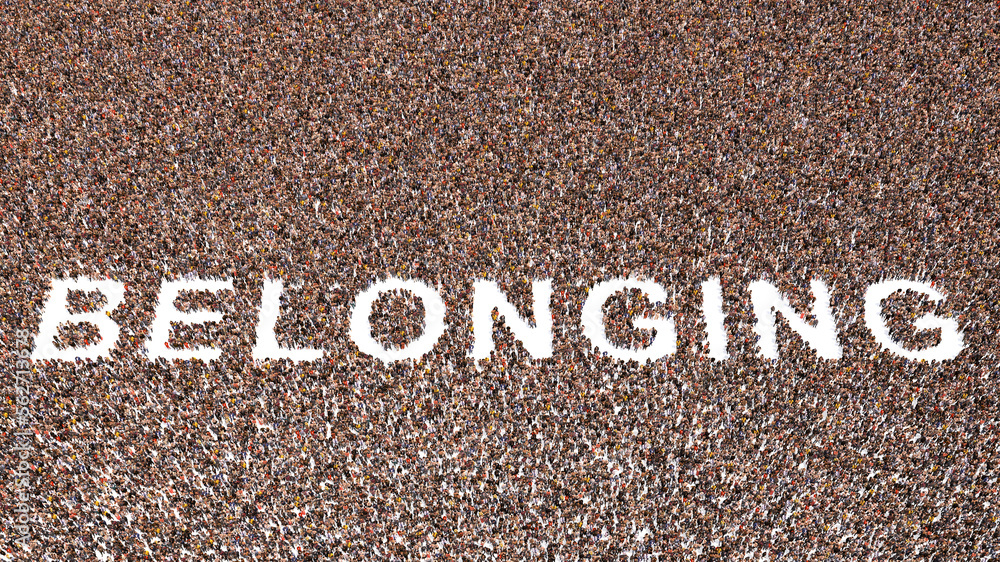 Concept or conceptual large community of people forming the word ...