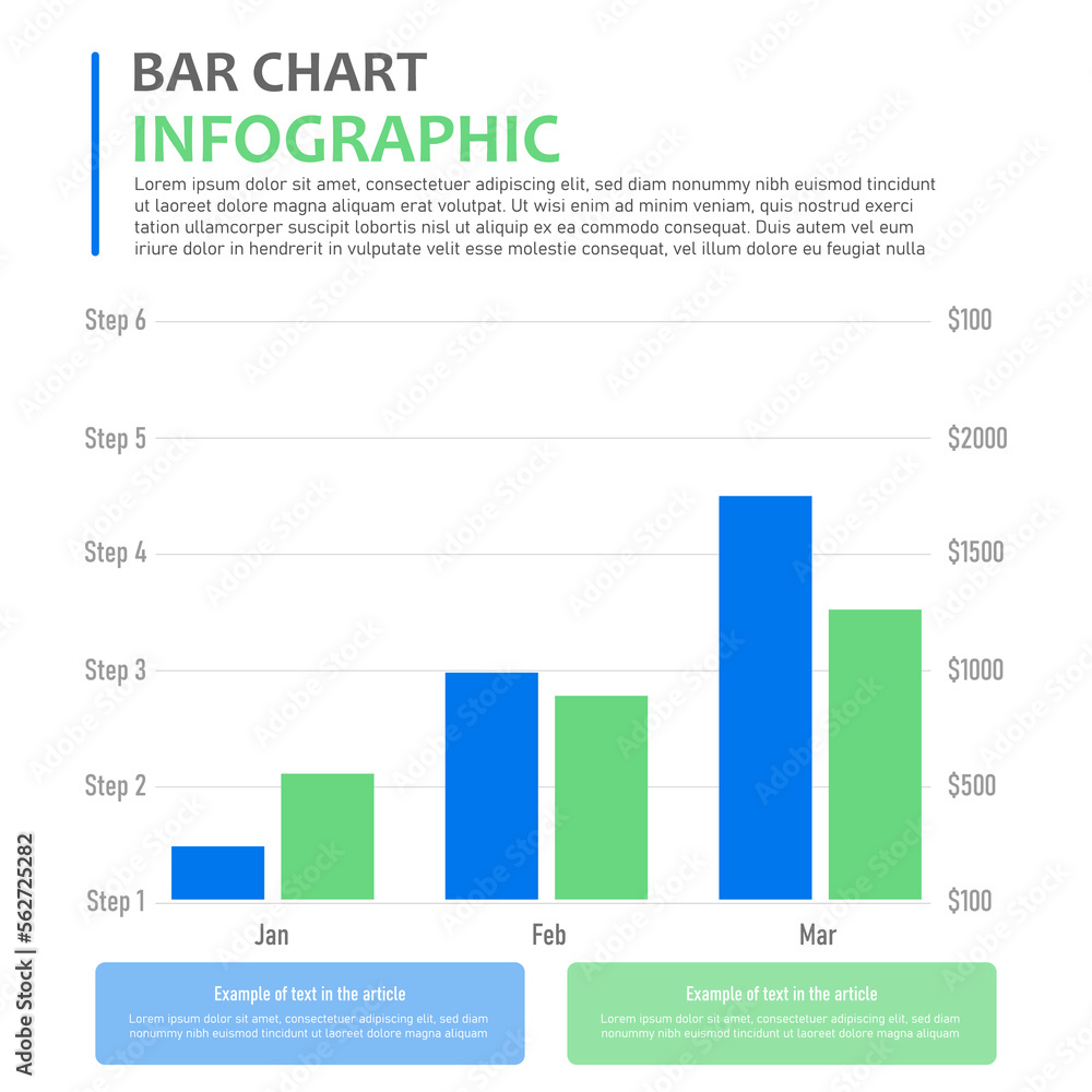 Bar Chart infographic template. 3 Step timeline journey, calendar Flat ...