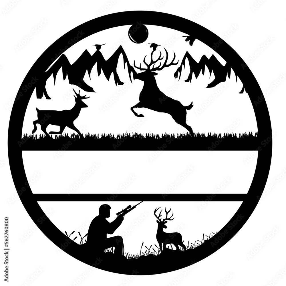 Name sign svg Hunting theme laser cut template, door or wall hanger ...