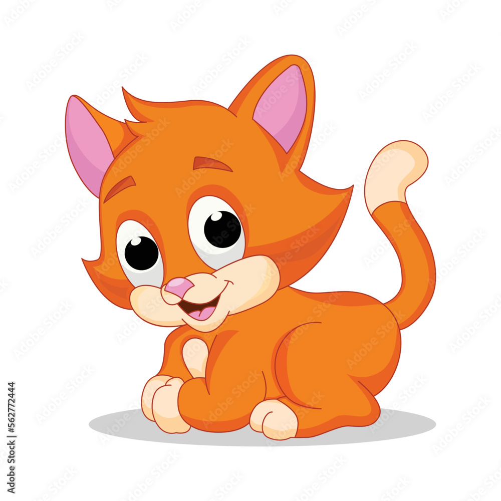 Cute cat cartoon characters vector illustration. For kids coloring book ...
