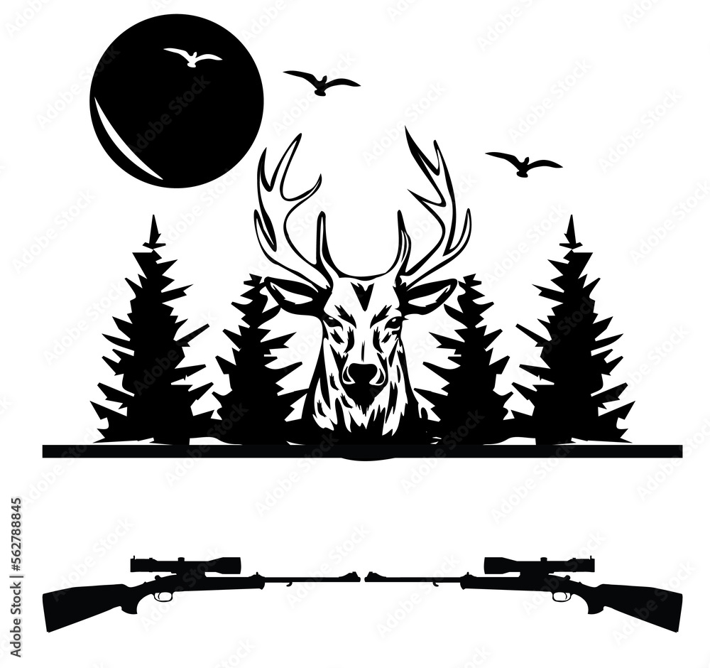 Ilustrace Deer Hunting name frame sign SVG png, hunter svg, hunting svg ...