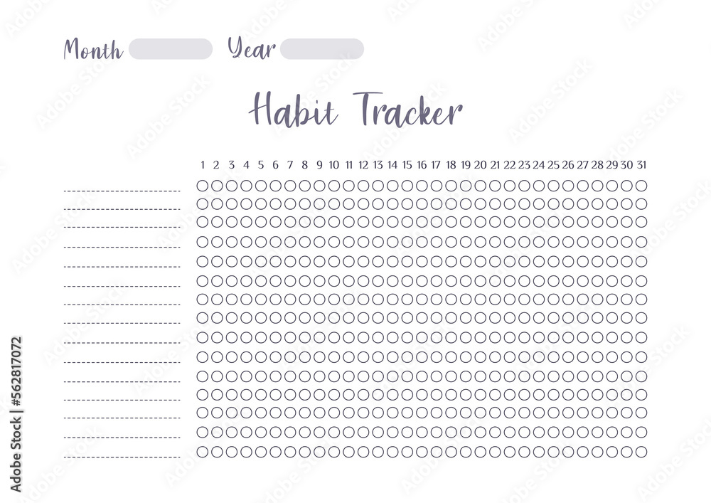 เวกเตอร์ Stock Vector Modern colorful habit tracker printable template ...