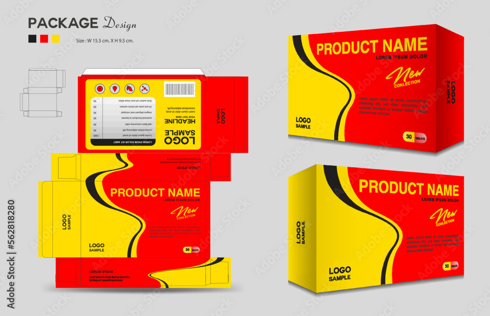 Supplements and Cosmetic box design, Package design template, box ...
