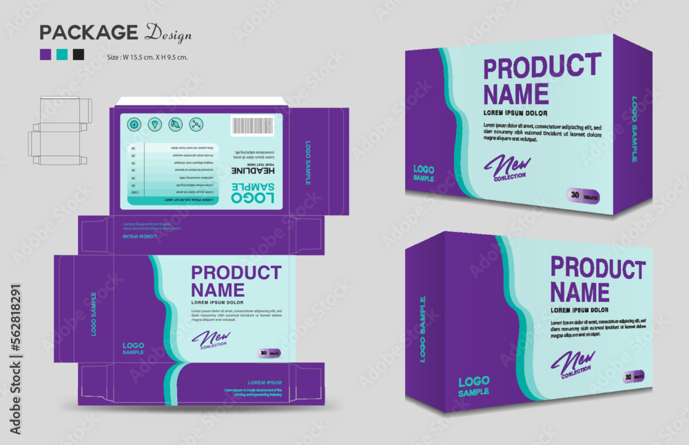 Supplements and Cosmetic box design, Package design template, box ...