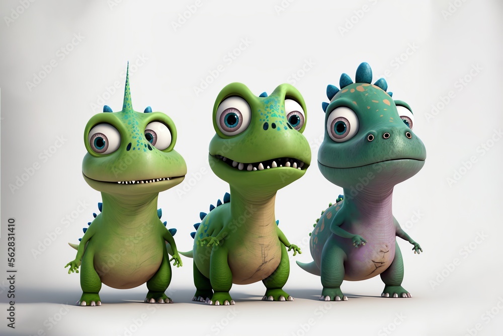 Set of adorable baby cartoon dinosaurs characters illustration. Cute ...