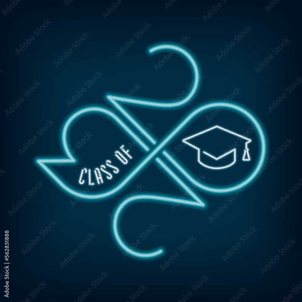 Class of 2023 Neon Sign Style Rhombus Logo with Numbers Making Mobius ...