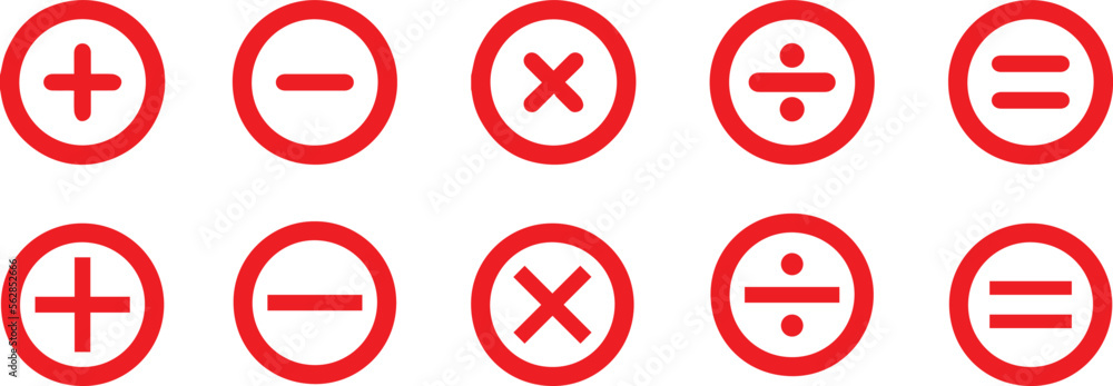 Basic mathematical symbol. Plus and minus icon set. Math symbol ...