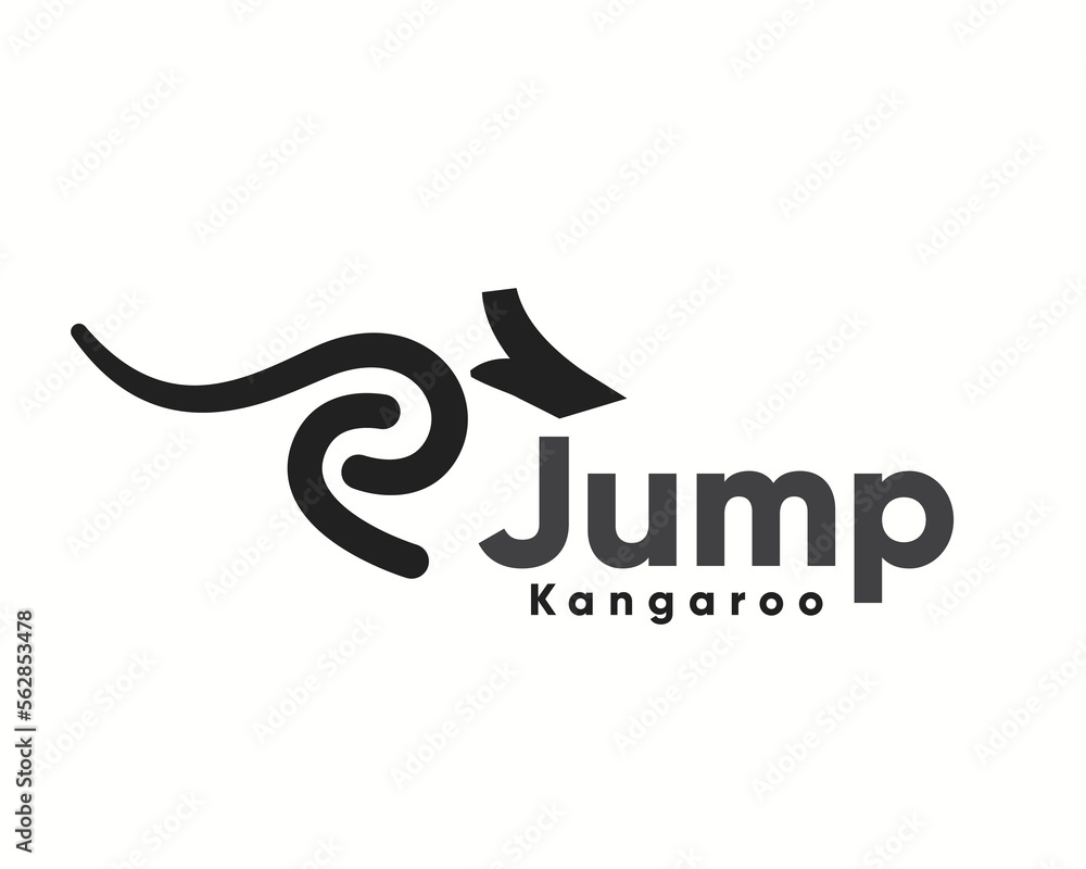 simple line art kangaroo jump logo icon symbol design template ...