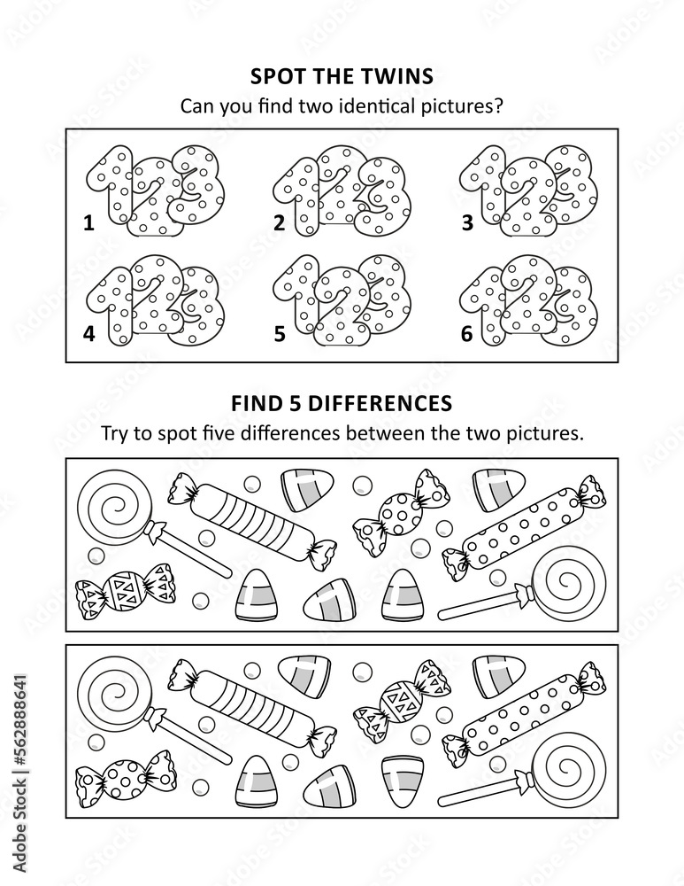 Activity sheet for kids with two visual puzzles, also can be used as ...