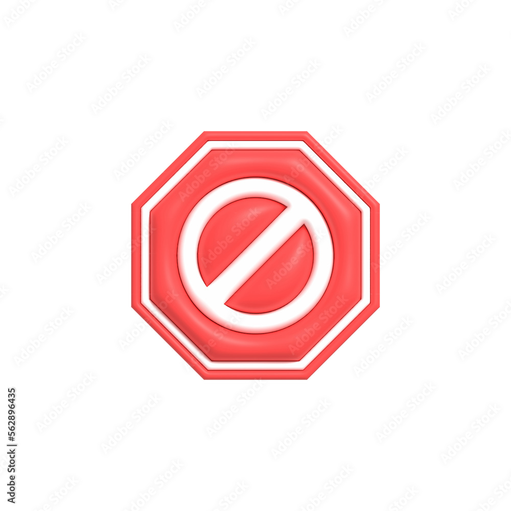 Cute 3D forbidden icon, Negative stop sign symbol, No entry sign 3 ... Cute 3D forbidden icon, Negative stop sign symbol, No entry sign 3 ...
