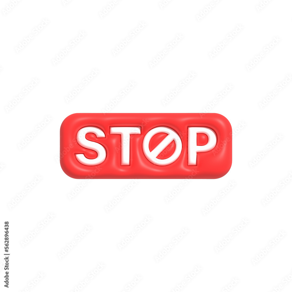 Ilustración de Stock Cute 3D forbidden icon, Negative stop sign symbol ...