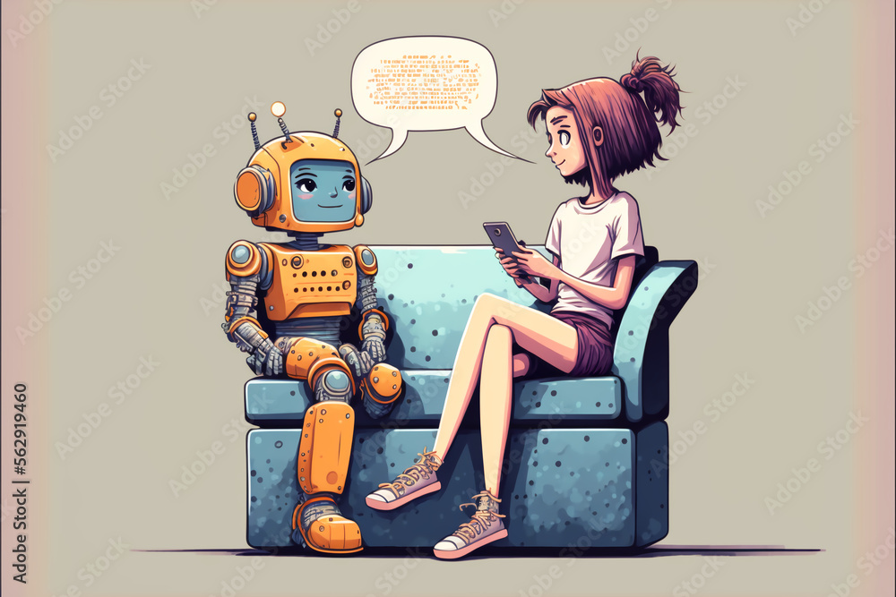 Chat GPT Artificial Intelligence chat bot by Open AI, cartoon style ...