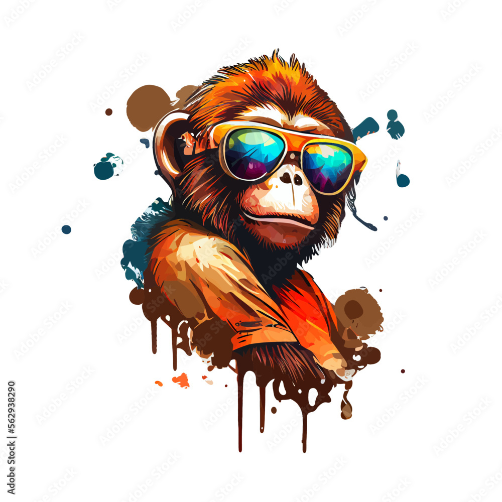 Colorful monkey ape artwork vector t-shirt design Stock Vector | Adobe ...