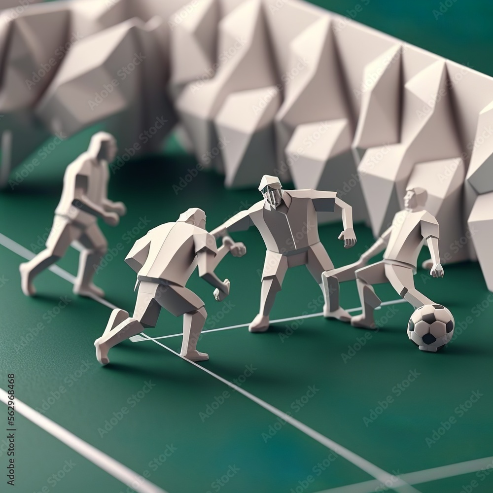 Stock-Illustration „origami football players kicks a penalty kick in ...