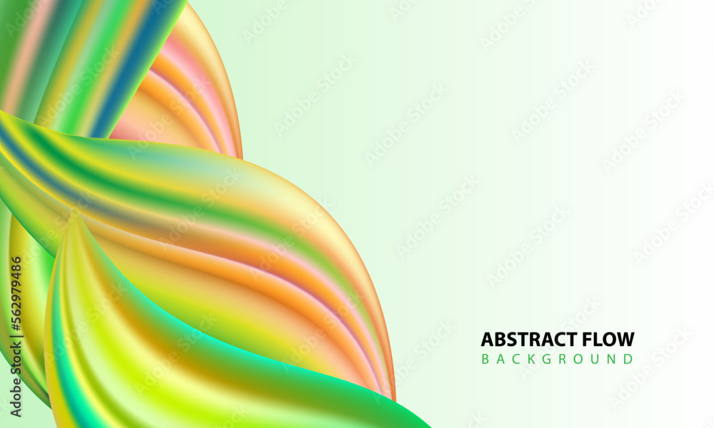 Abstract 3d fluid design, green flow background. Template design for ...