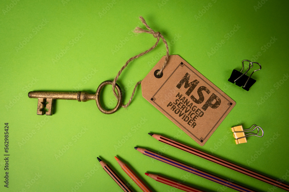 MSP, Managed Service Provider. Key with price tag on green background ... MSP, Managed Service Provider. Key with price tag on green background ...