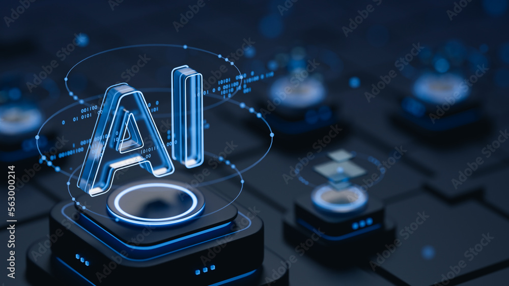 Artificial intelligence AI neural network digital brain machine deep learning processing big ...