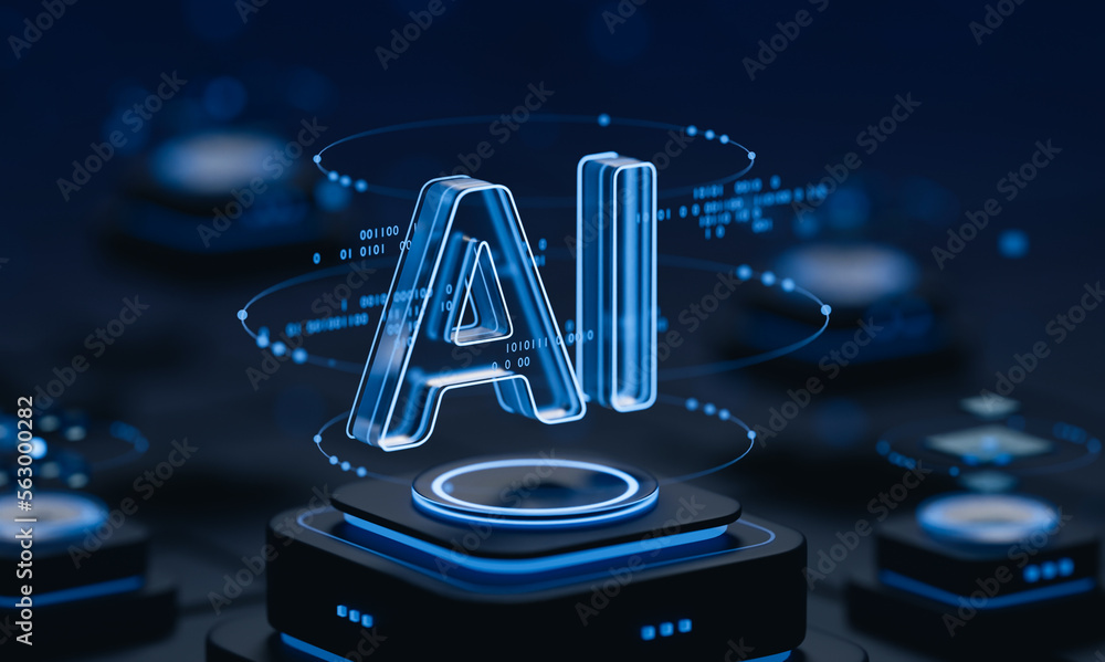 Artificial intelligence AI neural network digital brain machine deep learning processing big ...