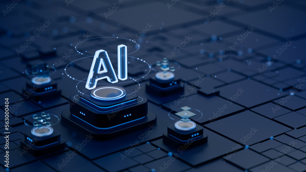 Artificial intelligence AI neural network digital brain machine deep learning processing big ...