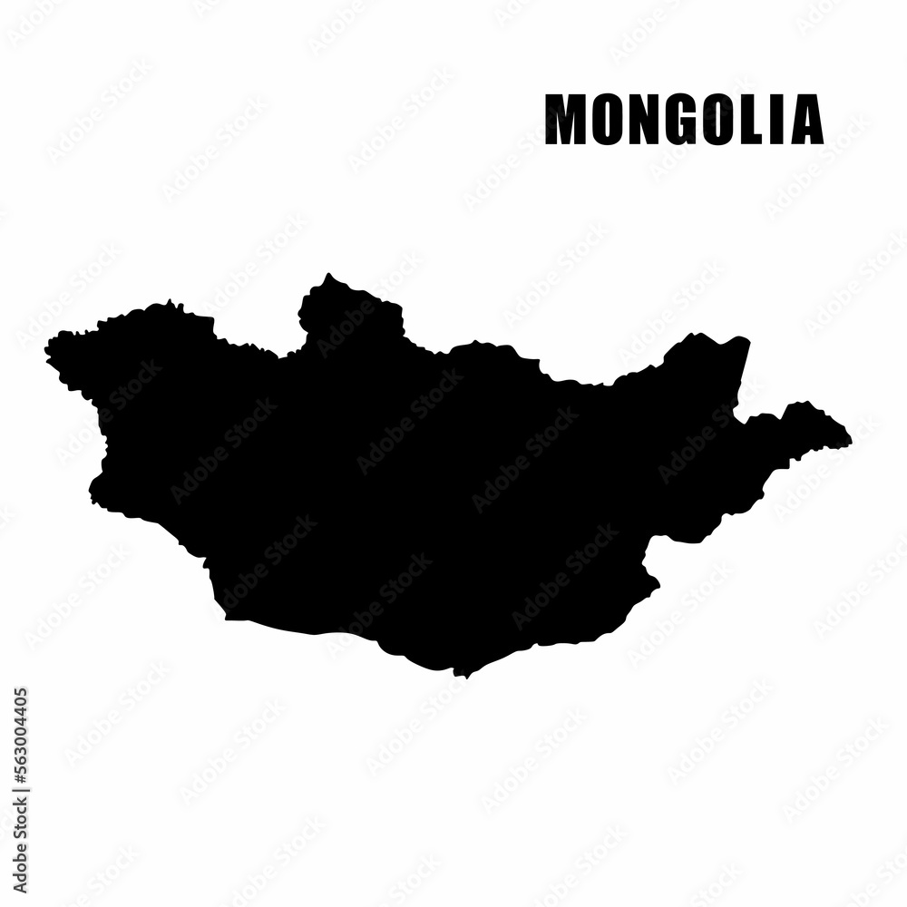 Vector illustration of outline map of Mongolia. High-detail border map ...