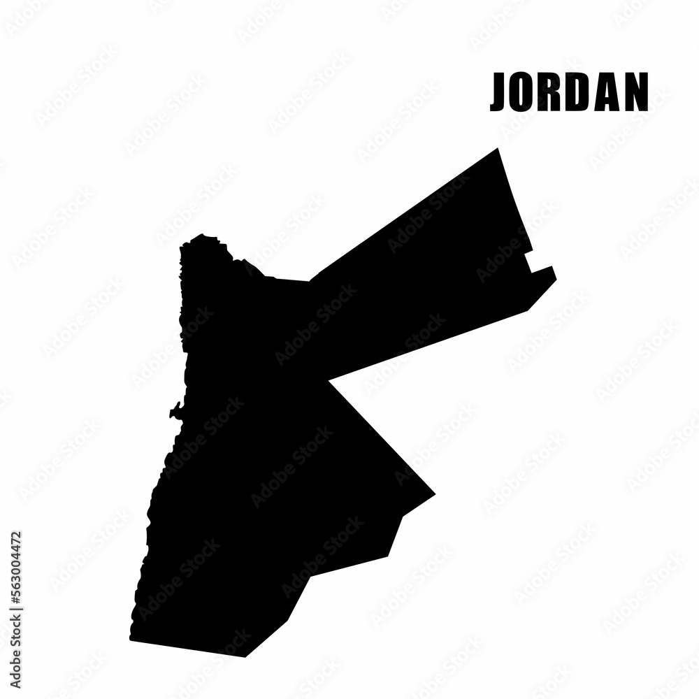 Vector illustration of outline map of Jordan. High-detail border map. Silhouette of a country ...