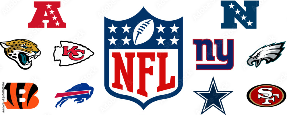 NFL Super Bowl teams logo set. American National Football League ...