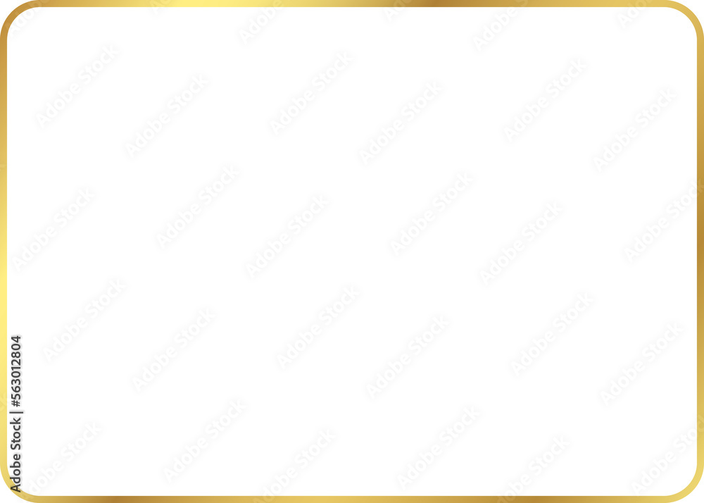 rectangle gold frame with rounded corner, luxury border cut out, 7 : 5 ...