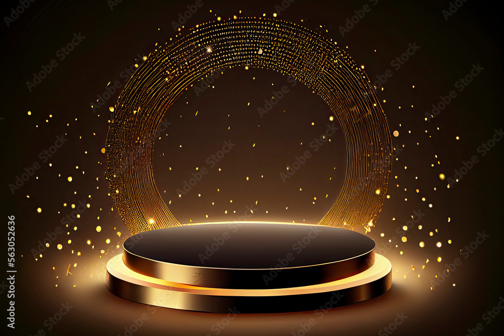 Gold podium for product presentation vector illustration. Abstract ...