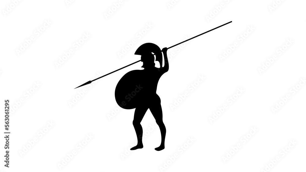 Vector de Stock Spartan Leonidas silhouette, warrior with shield and ...