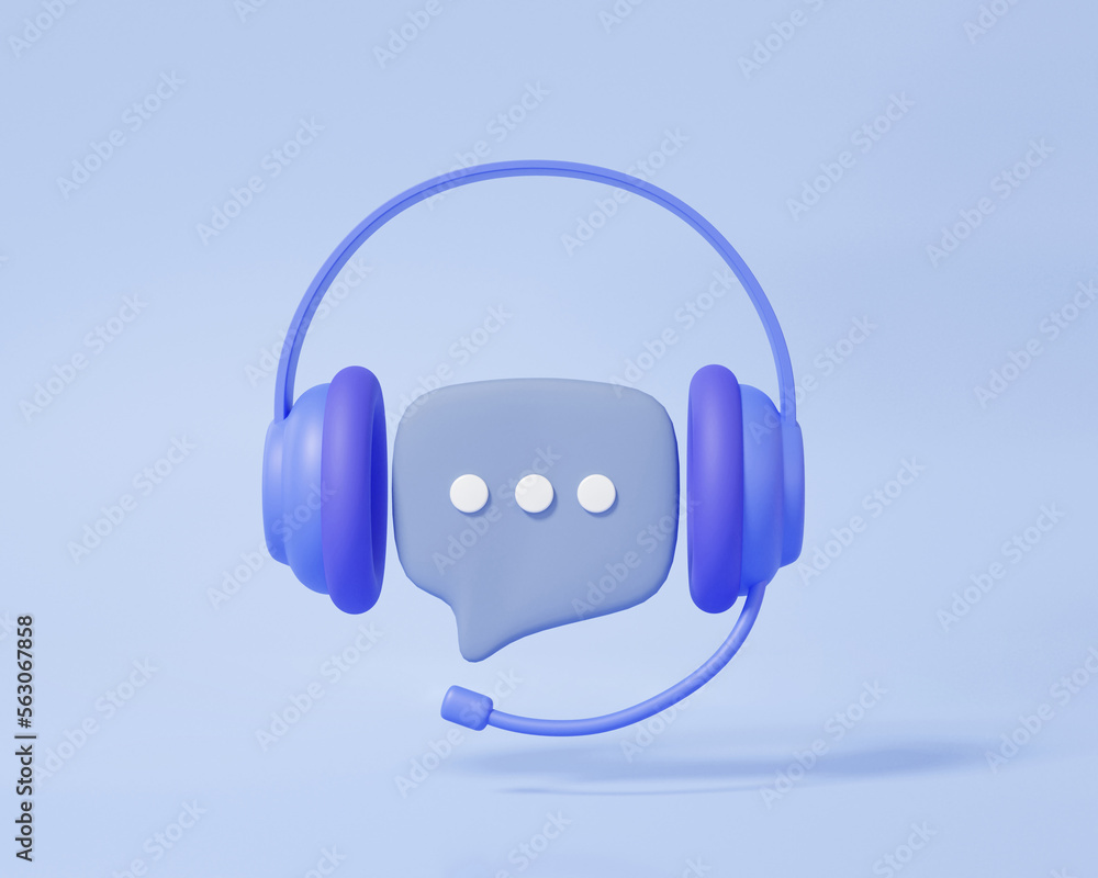 3D call center customer service icon on pastel background. helpdesk ...