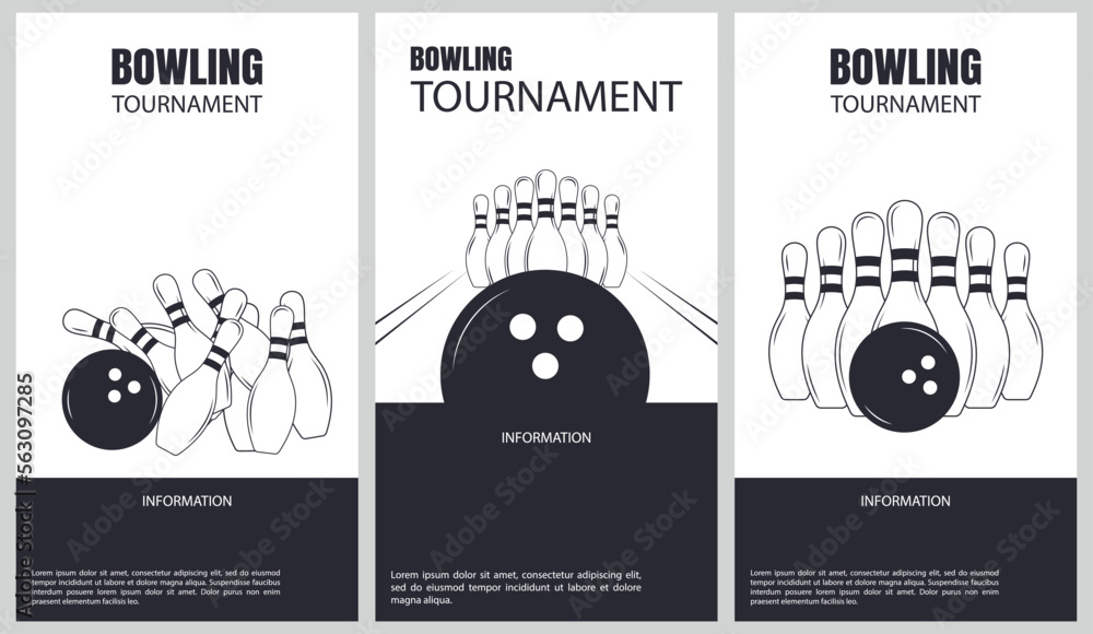 Vector illustration about bowling tournament. Flyer design for bowling ...