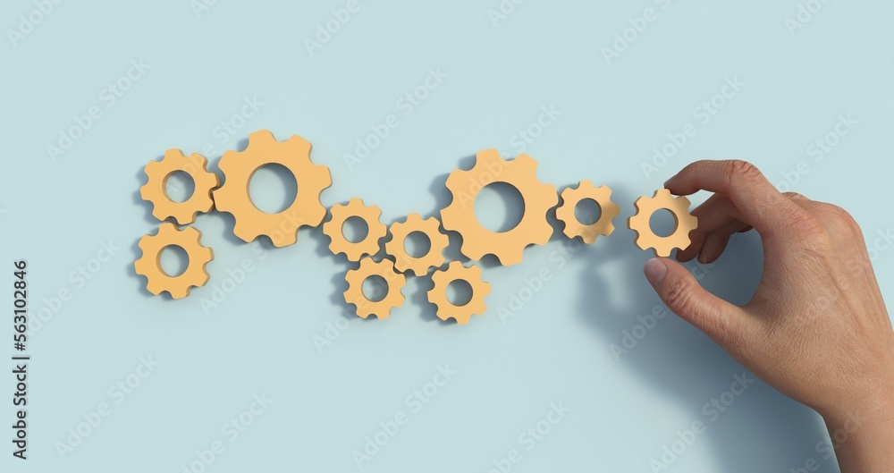 Business process and workflow automation with flowchart. Hand holding ...