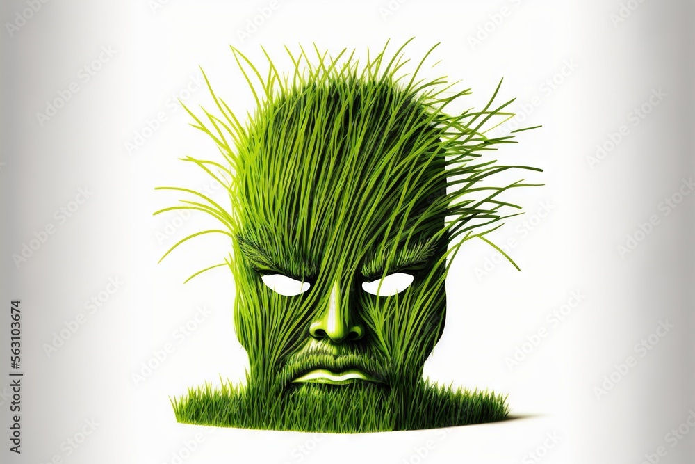 a green man with grass on his head Stock Illustration | Adobe Stock