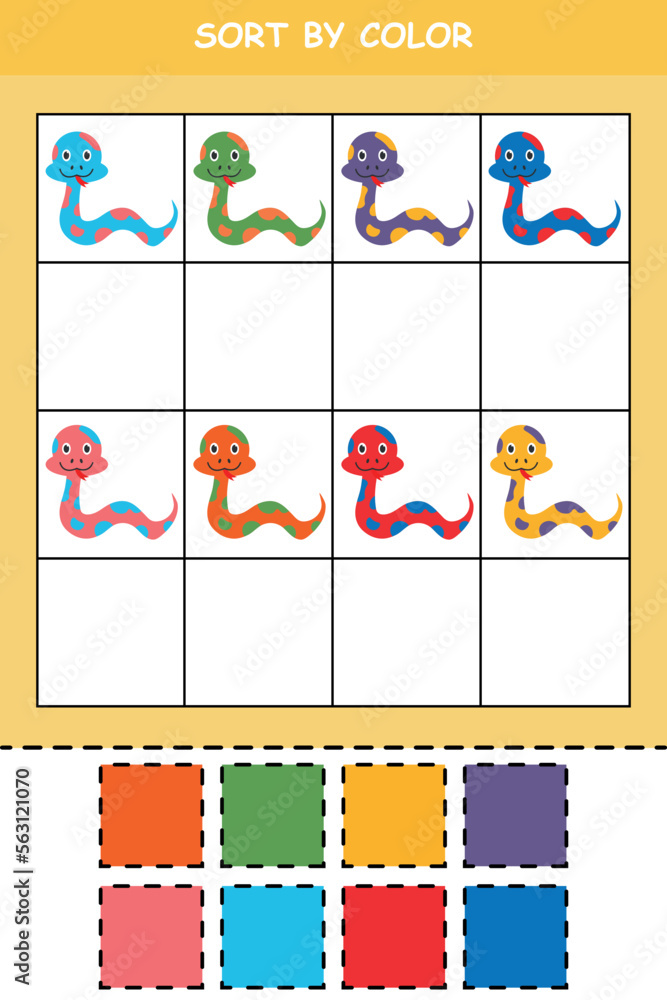 Educational material for toddlers. Learning poster for kids. Cut and ...