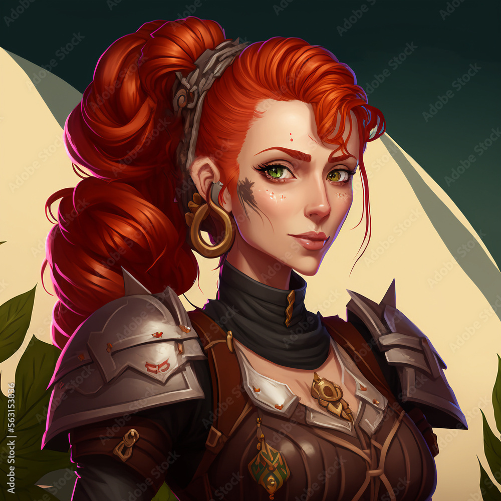 Ilustración de Stock Female Half Elf Fighter. Role Playing or Fantasy ...