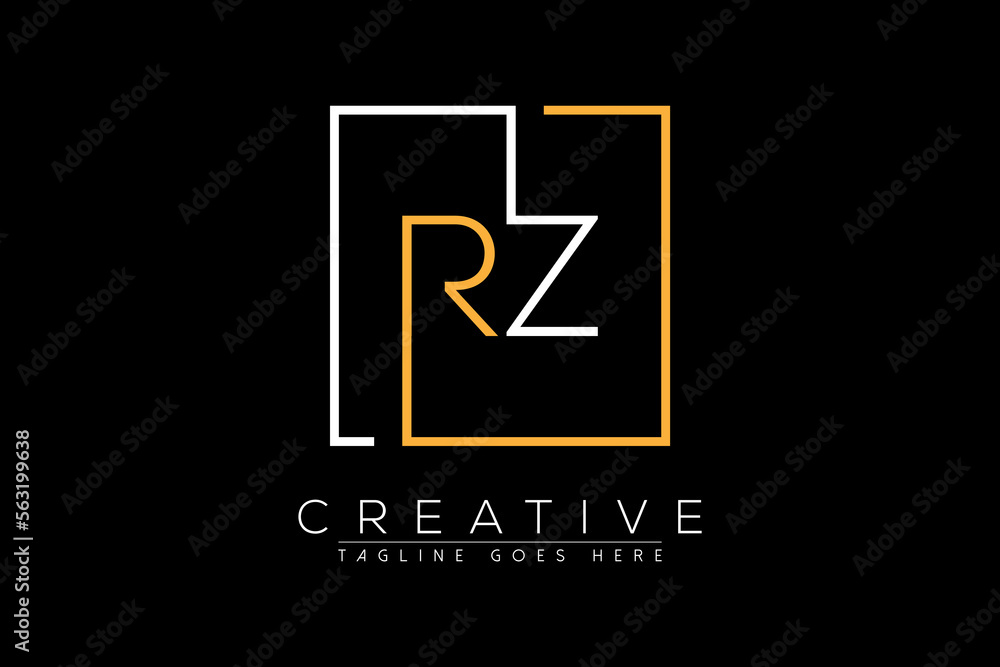 Initial letter rz, zr, r, z elegant and luxury Initial with Rectangular ...
