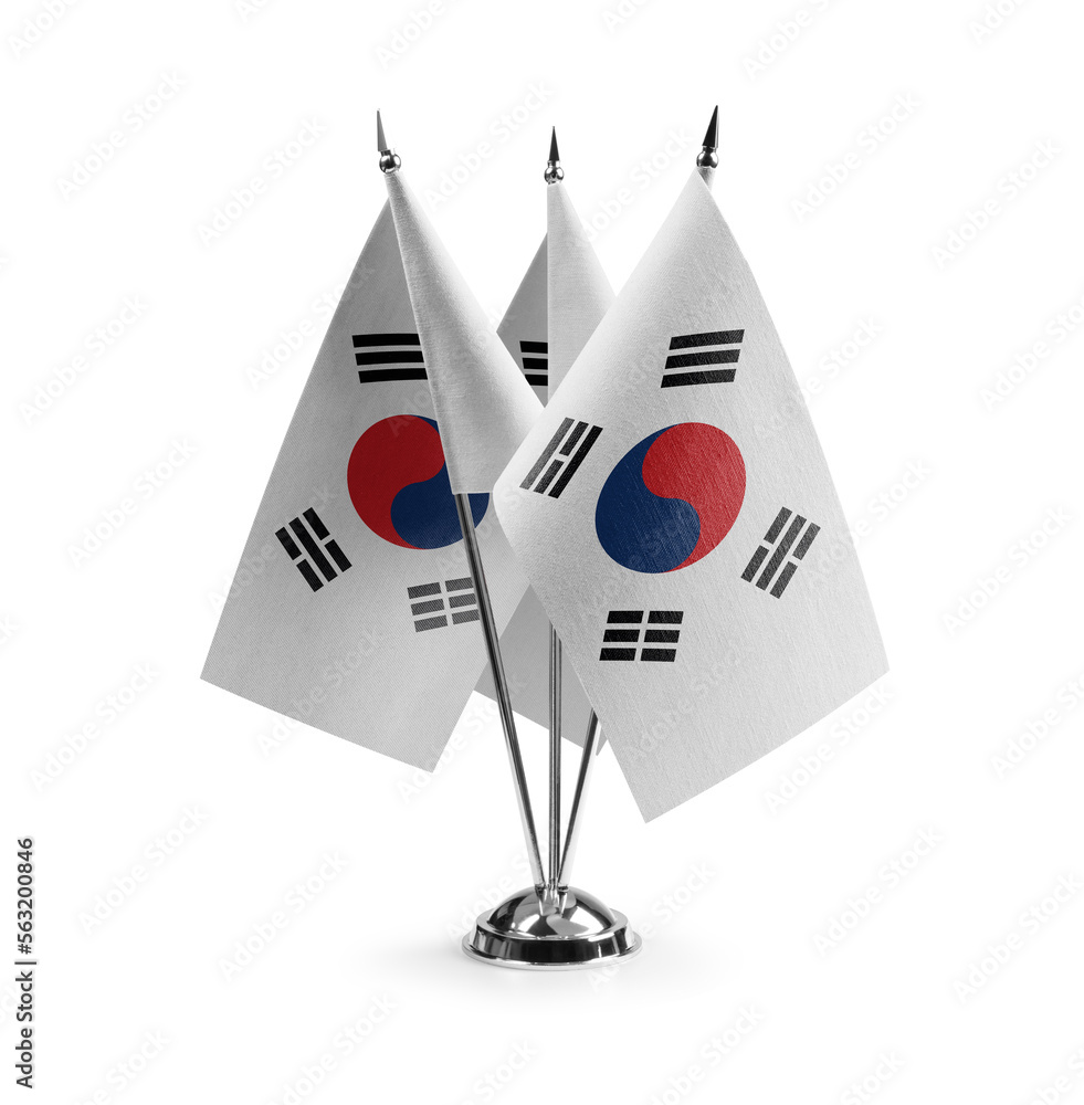 Small national flags of the South Korean on a white background Stock ...