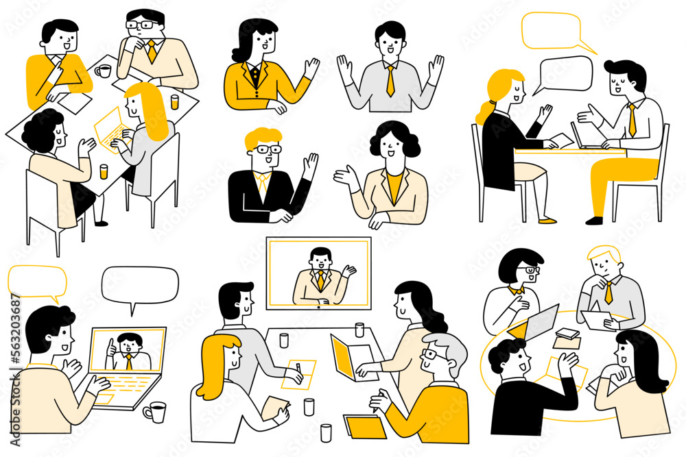 Cute character doodle illustration of business people, man and woman ...