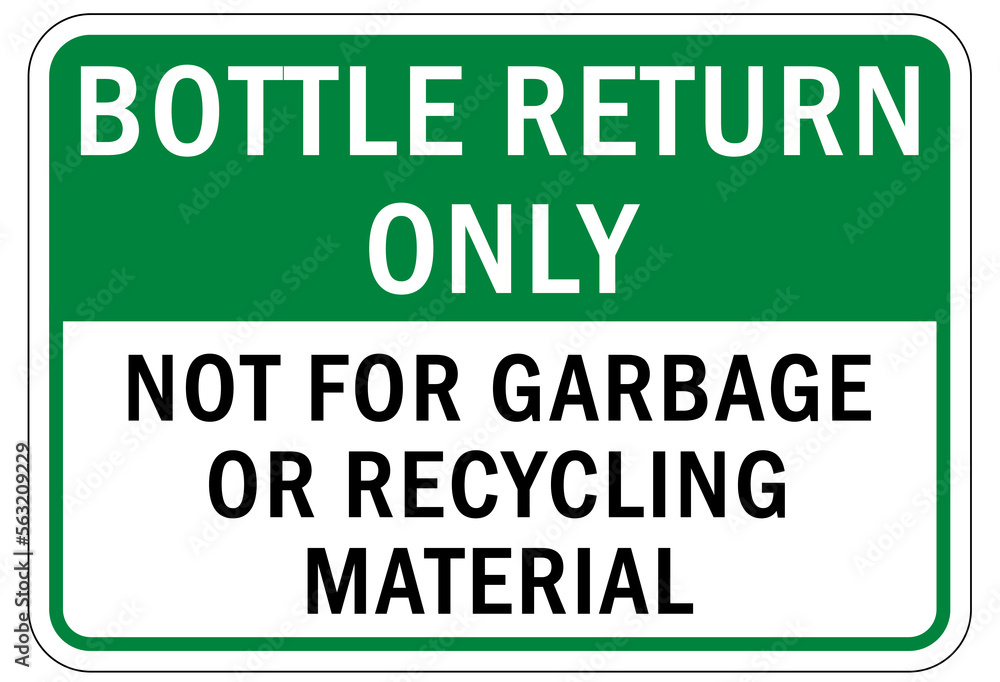 Recycle sign and labels glass bottle jars recycling bottle return only ...
