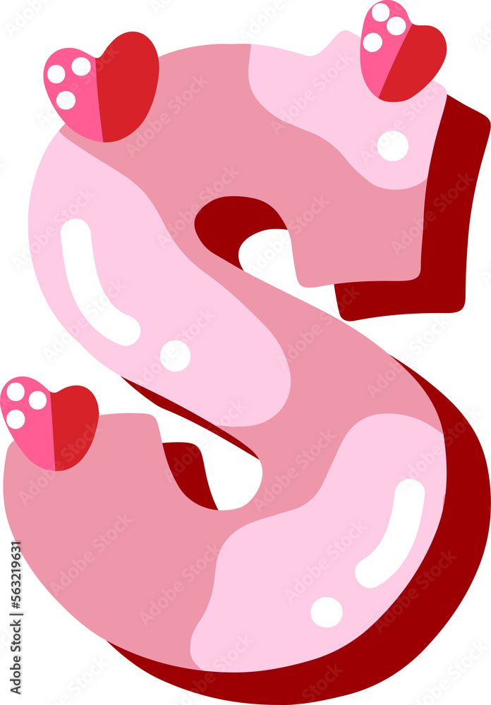 Candy pink glossy font design. Pastel pink and paper heart decor ...