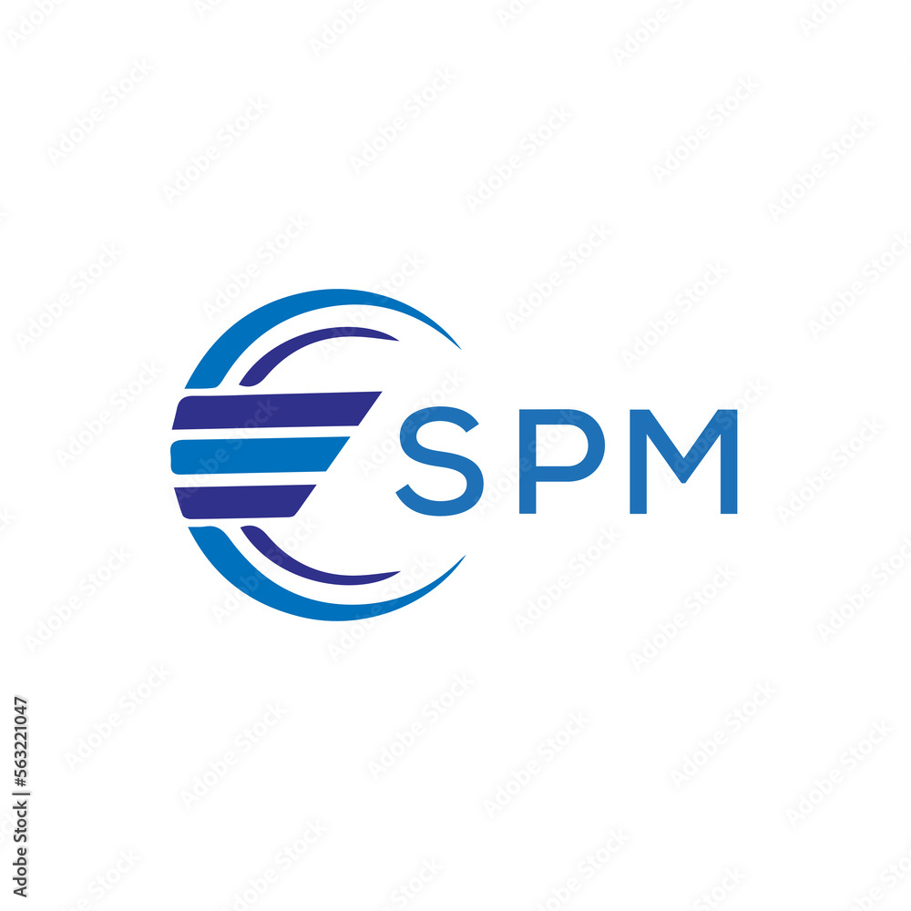 SPM letter logo. SPM blue image on white background. SPM vector logo ...